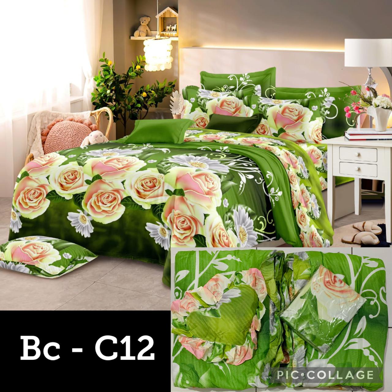 bet kaper set selimut spray motif bunga king size 180X200 bedcover full ...