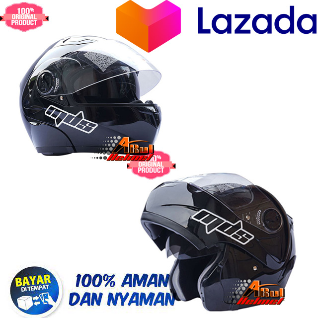 HELM MDS PRO RIDER BLACK METALIK ORIGINAL MDS MODULAR | Lazada Indonesia