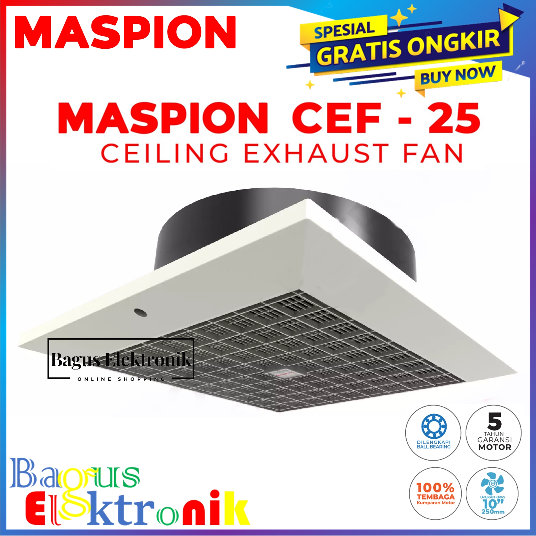 MASPION CEF-25 Kipas Hisap Plafon Ceiling Exhaust/Hexos/Heksos Fan ...