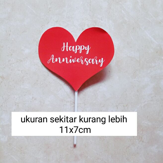 topper toper hiasan dekorasi kue cup cake happy anniversary ulang tahun ...
