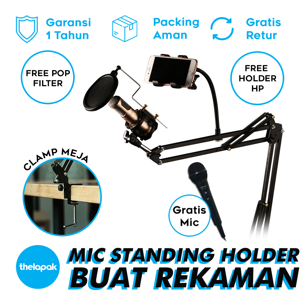 Stand Rekaman Podcast Mic Meja Lazypod Remax CK100 Alat Rekaman Podcast ...