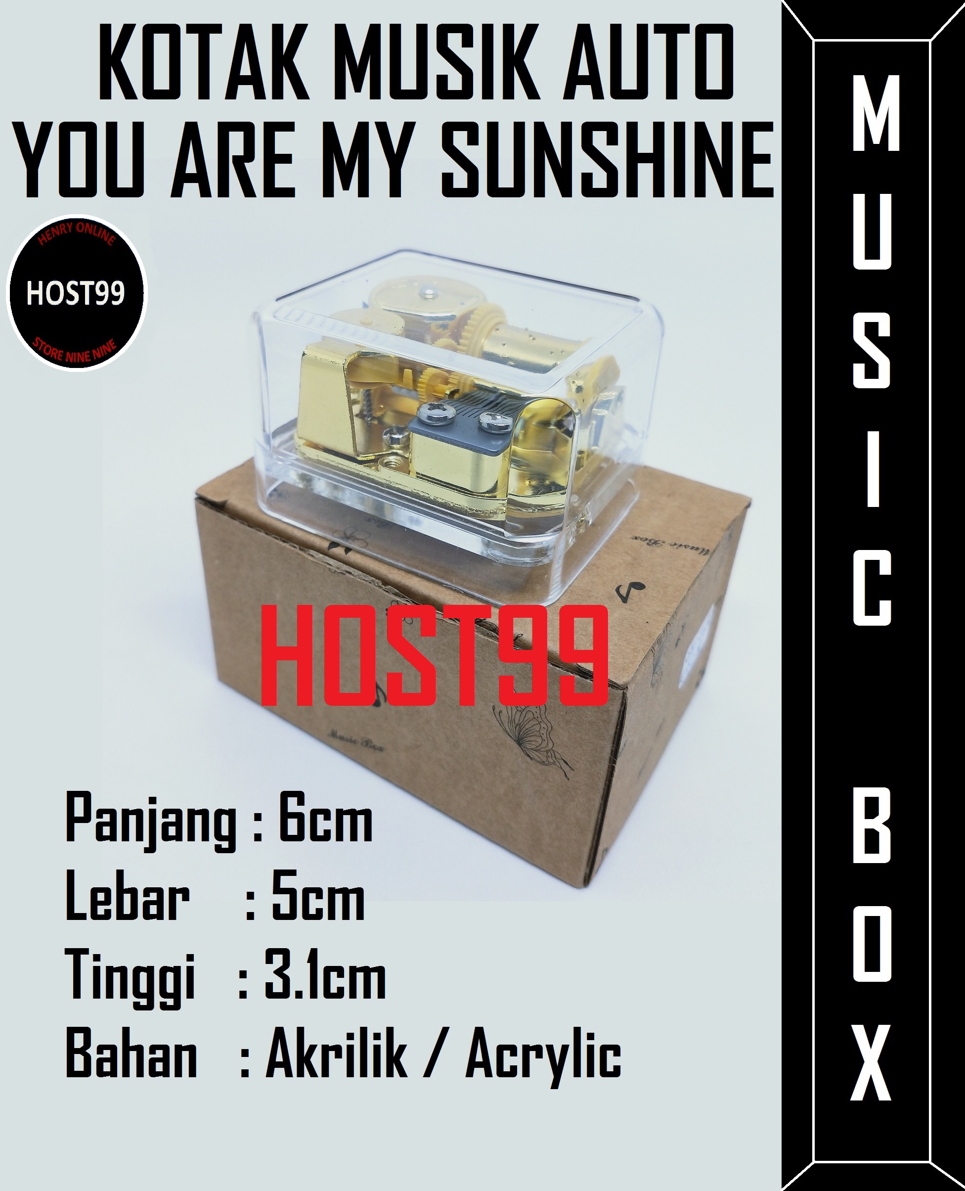 KOTAK MUSIK KLASIK AKRILIK OTOMATIS MUSIC BOX ACRYLIC AUTOMATIC MY ...