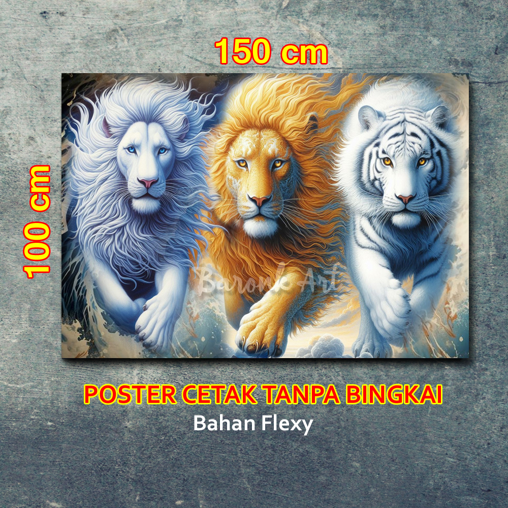 HIASAN DINDING DUA SINGA & HARIMAU PUTIH BA173/POSTER TIGA HARIMAU ...