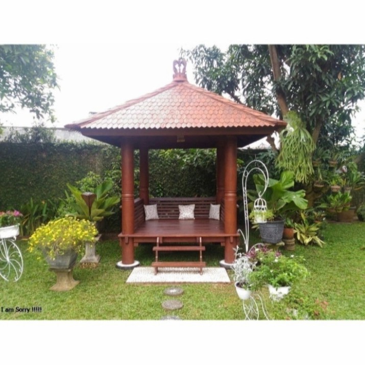 Saung gazebo kayu kelapa - Saung minimalis modern | Lazada Indonesia