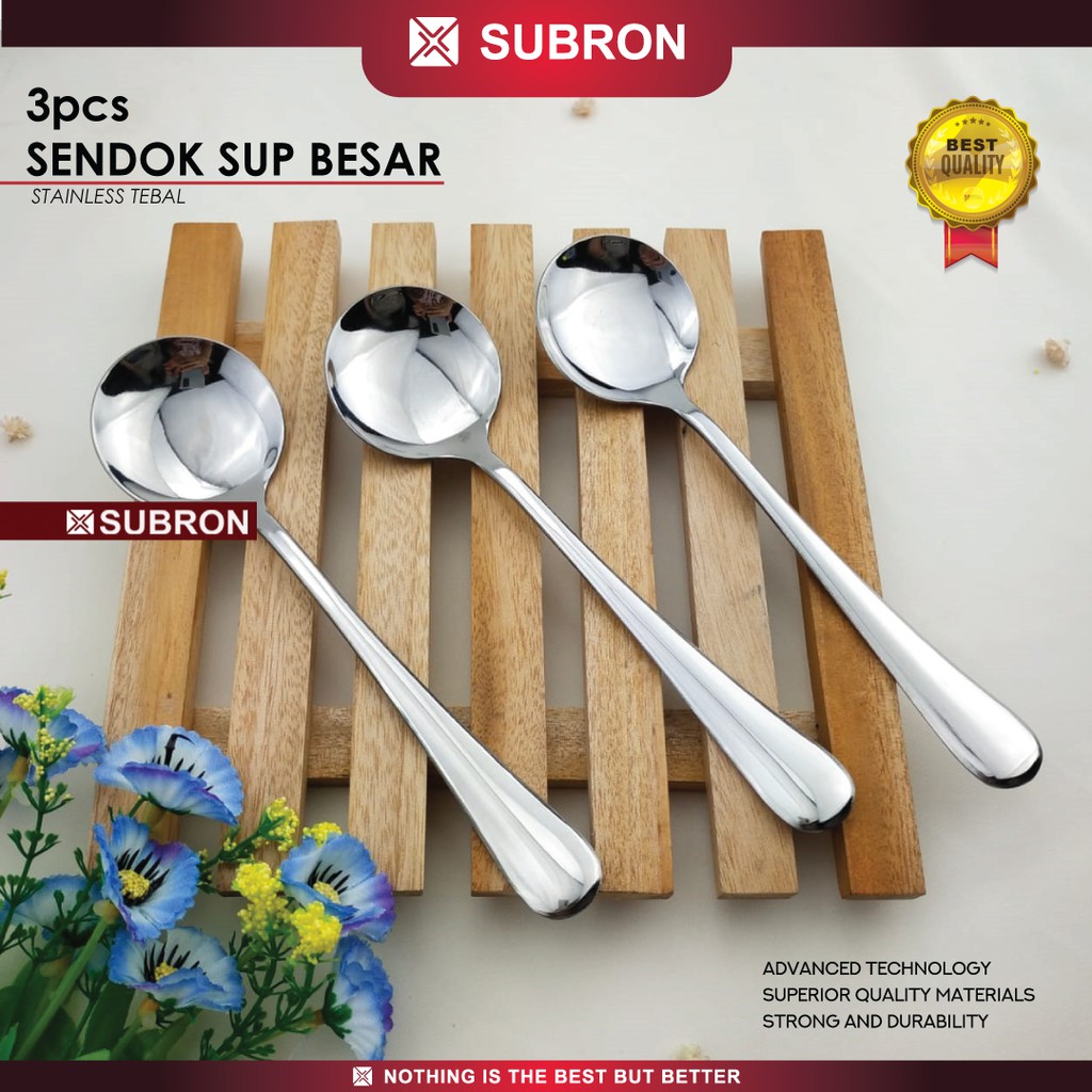 SUBRON Sendok Sup Bulat Sendok Es Krim Ice Cream Sayur Tebal Soup Spoon ...