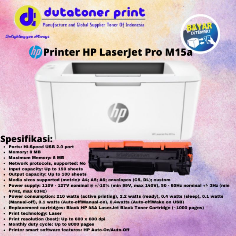 printer hp LaserJet Pro M15a print only Monochrome untuk cetak resi ...