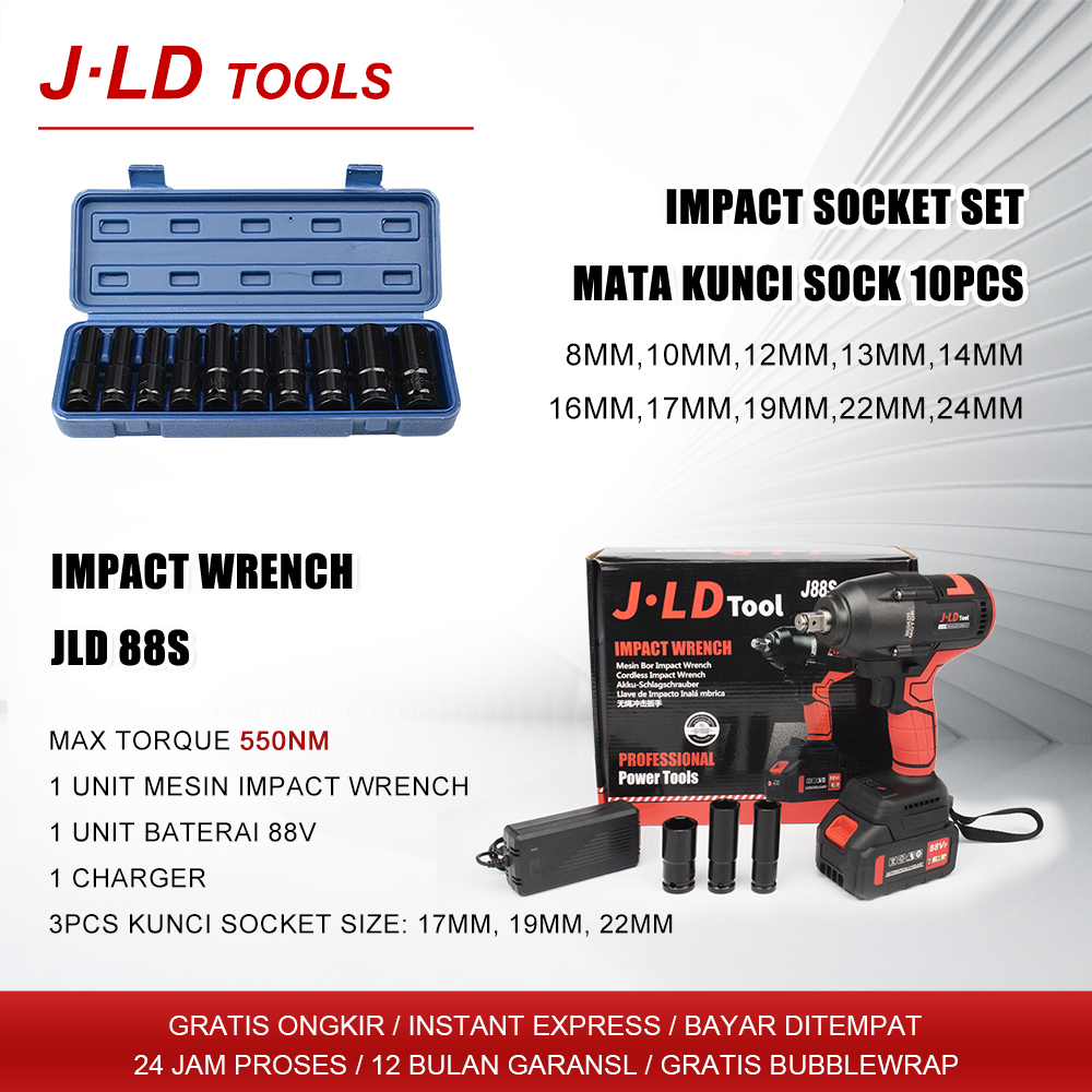 JLD Cordless impact wrench J88S impact jld 650nm terbaru impact baterai ...