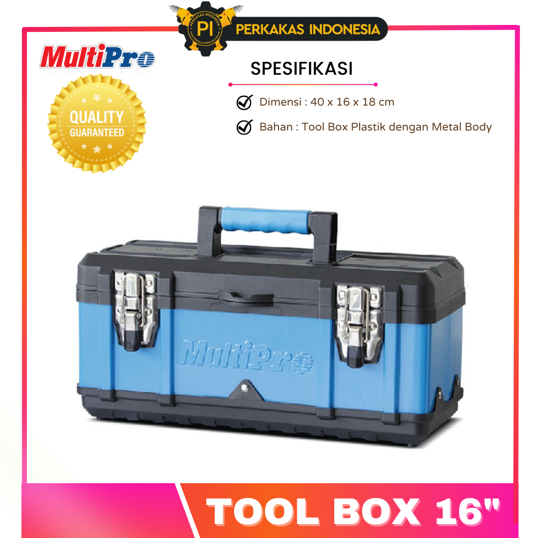 Toolbox MULTIPRO 16 Inch Tool Box Kit Body Plastik Besi Tools Organizer ...