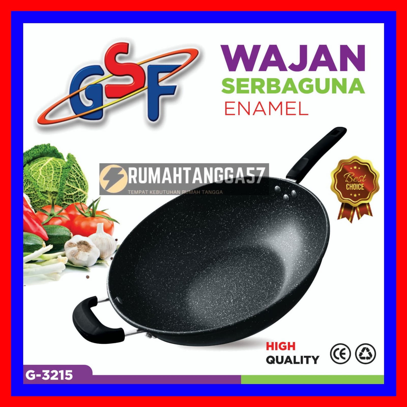 WAJAN GAGANG KERAMIK 32CM GSF G-3215 / WAJAN PENGGORENGAN GAGANG 32CM ...