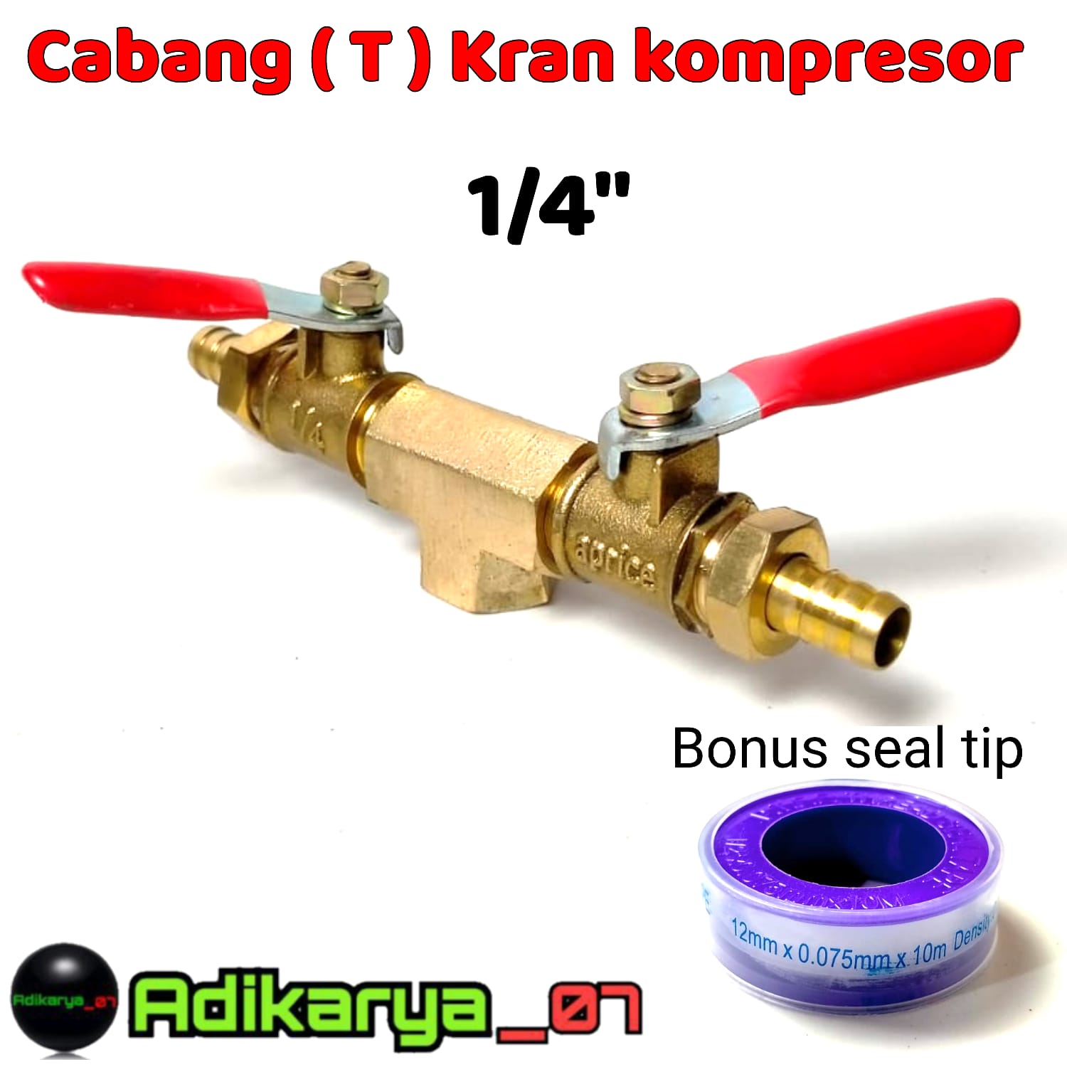 PAKET kran kompresor angin 1/4 + CABANG T kran selang kompresor angin 1 ...