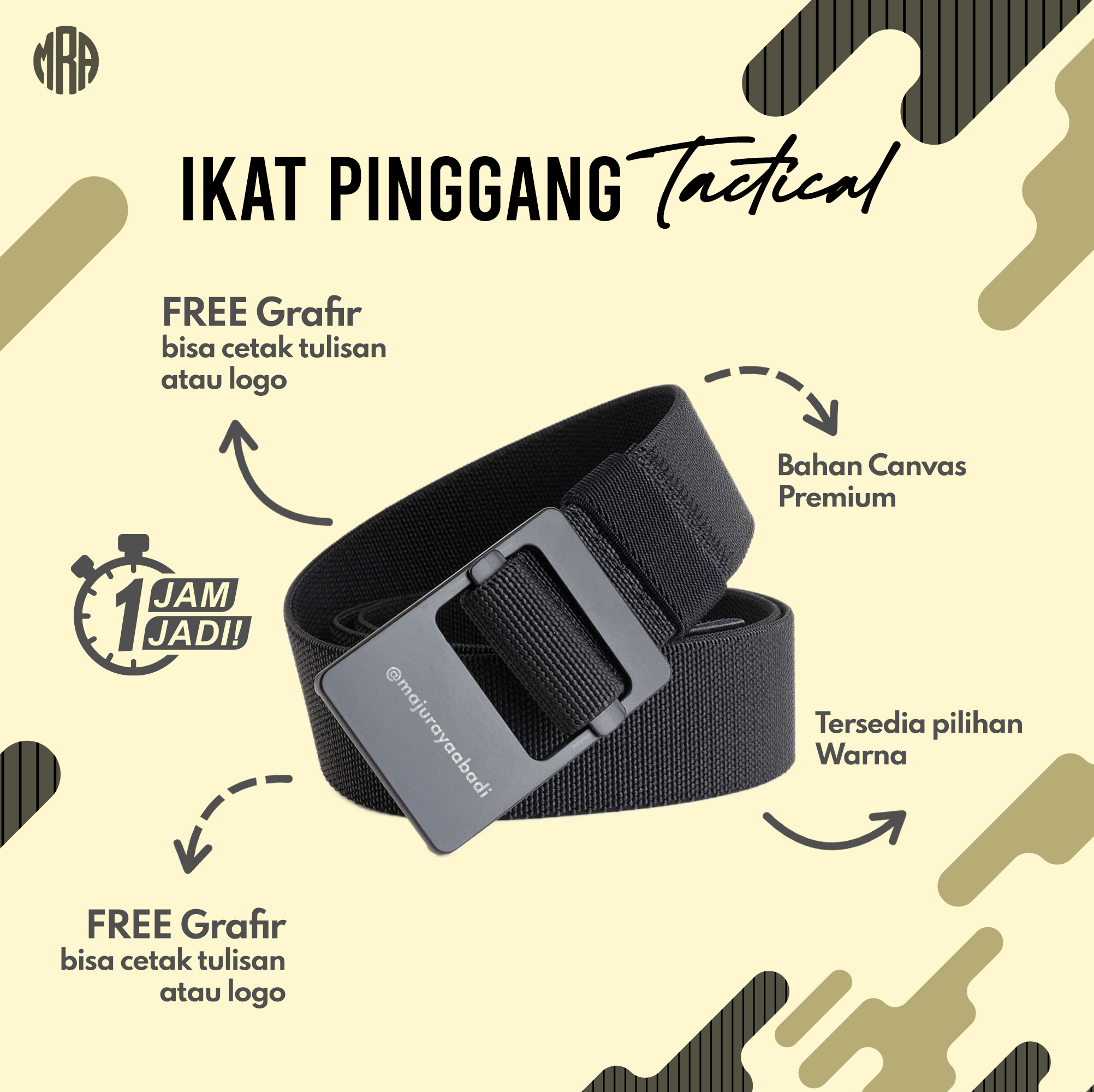 FREE Grafir Custom Tali Ikat Pinggang Tactical Canvas | Lazada Indonesia