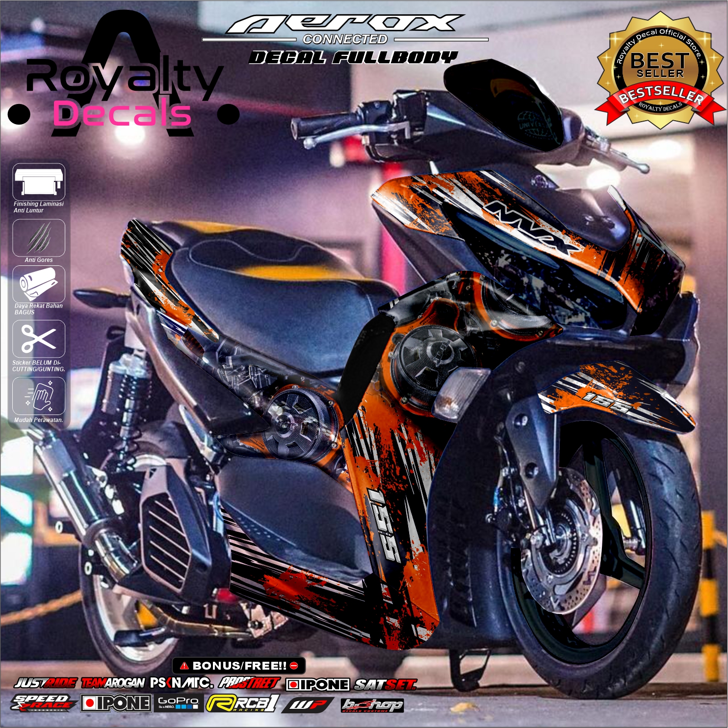Decal Sticker aerox Connected fullbody motif Japanese X simple keren ...