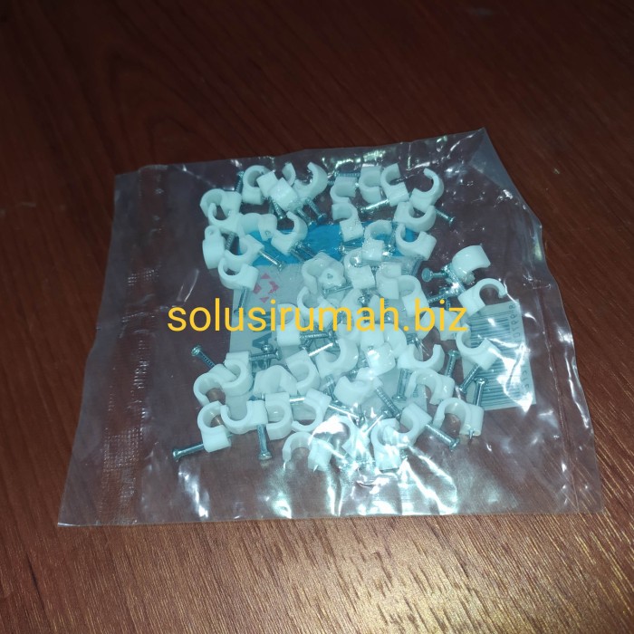 KLEM KABEL 5MM PLASTIK PACK 50PCS 5 MM CLAMP KLIP CABLE PAKU BETON ...