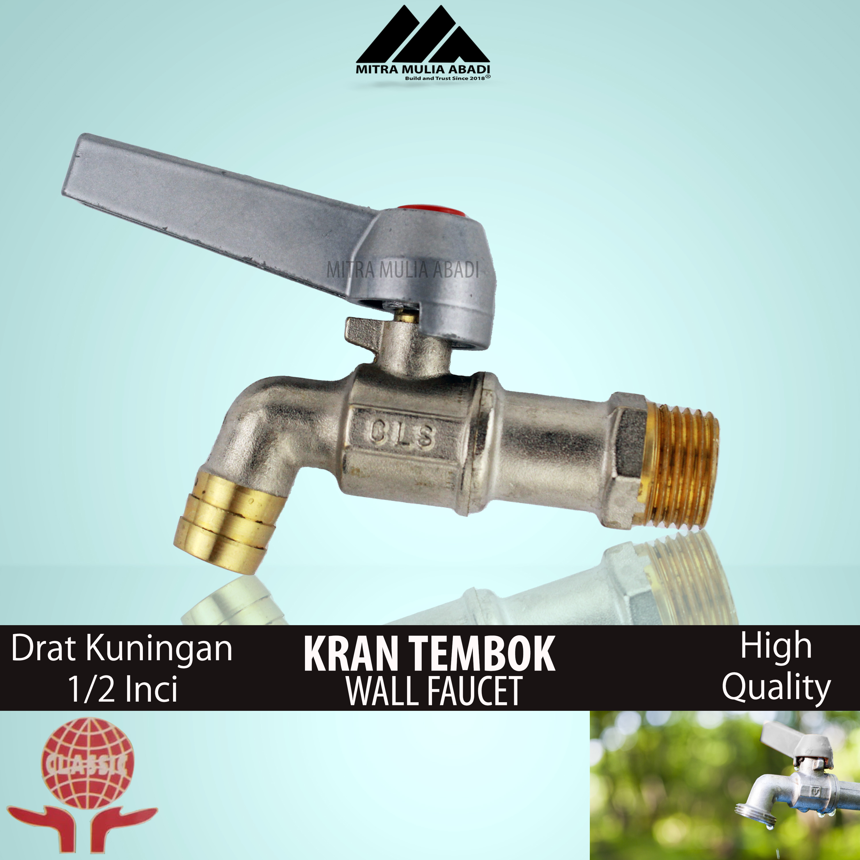 Keran Besi Taman Tembok Drat Kuningan 1/2" Classic | Wall Faucet ...