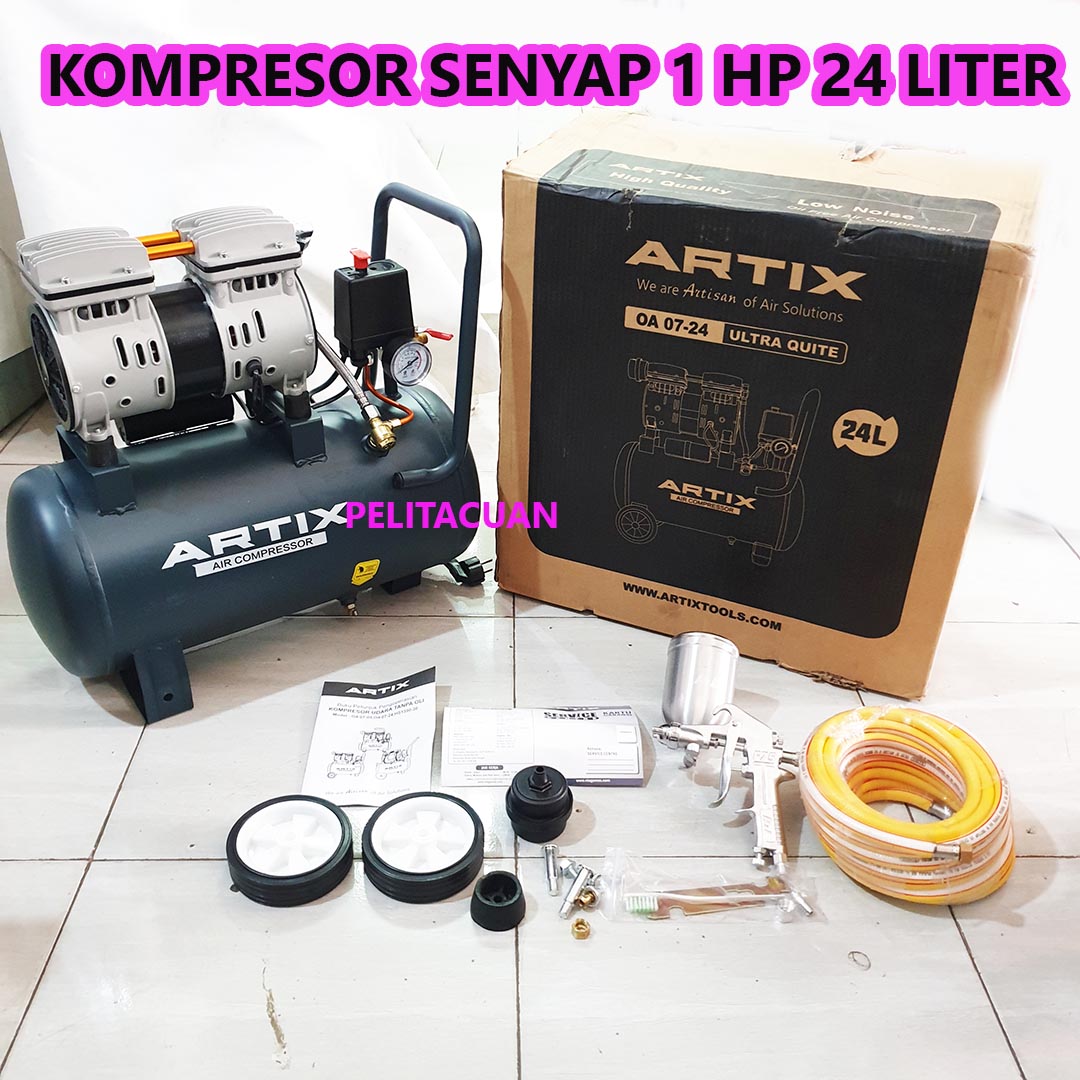 PAKET Kompresor ARTIX 3/4HP 24 Liter + Spraygun F75 + Selang 10M ...