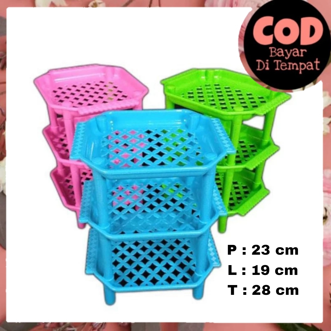 RAK SEGI 8 RAK MINI SUSUN 3 RAK PLASTIK RAK BUMBU RAK KOSMETIK STORAGE ...
