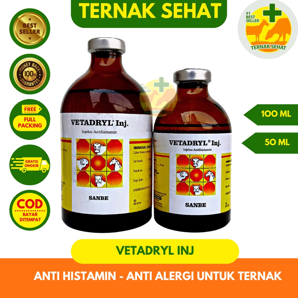 VETADRYL 100ml dan VETADRYL 50ml - Obat antihistamin hewan sapi kuda ...