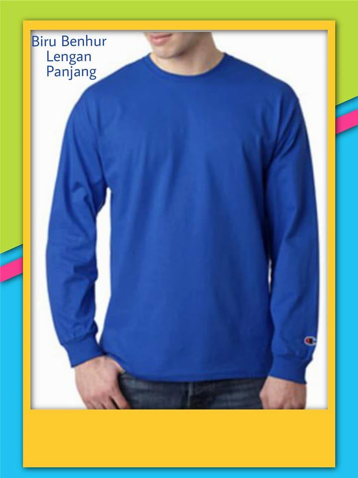 (COD) Kaos oblong polos lengan panjang warna biru benhur / kaos oblong ... (COD) Kaos oblong polos lengan panjang warna biru benhur / kaos oblong ...