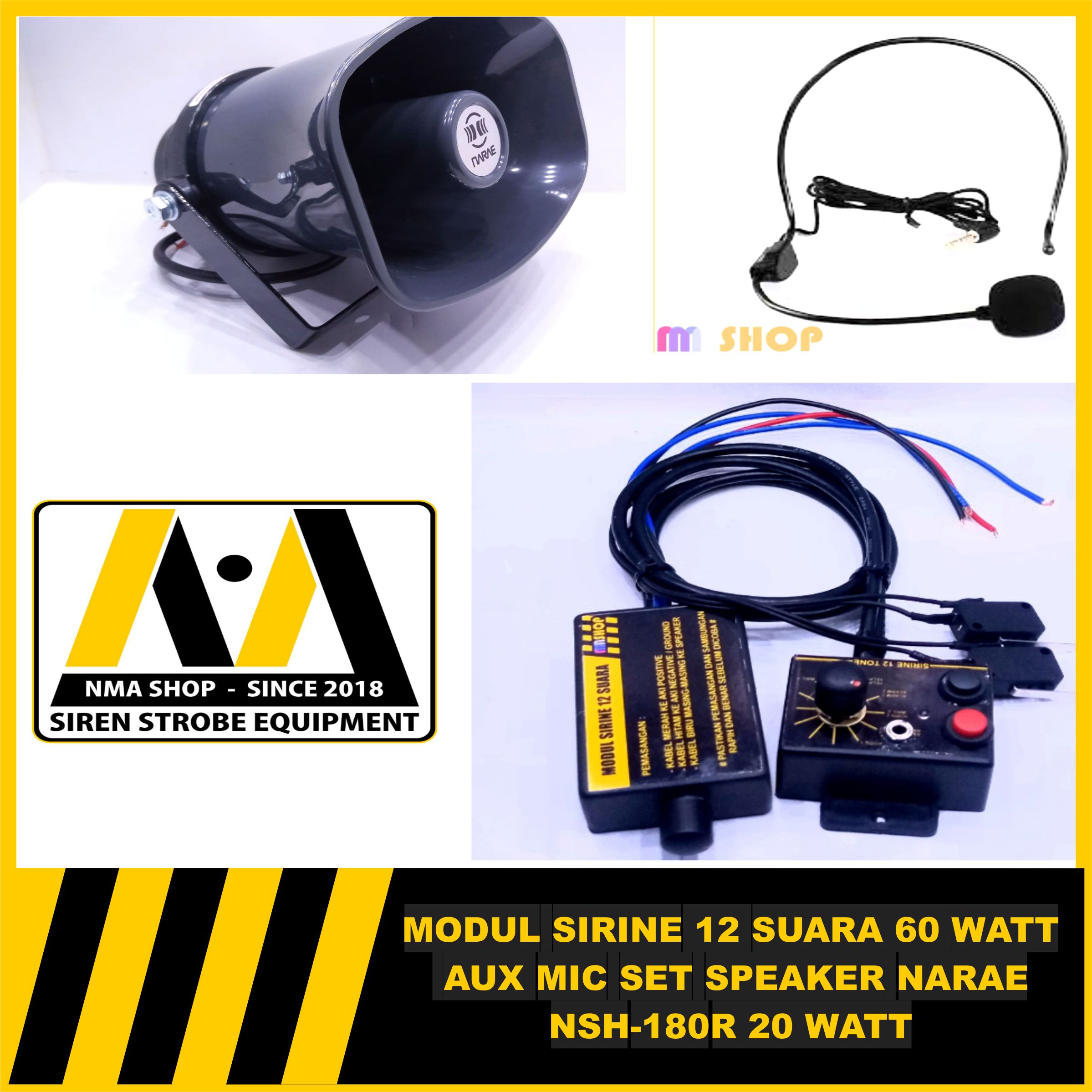 modul sirine patwal 12 suara dobletone aux mic volume 60 watt set ...