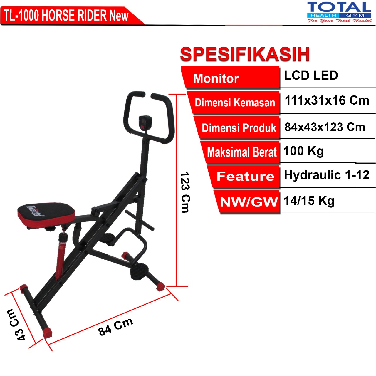 Total Fitness Horse Rider Home Squad Health Gym TL-1000 | Lazada Indonesia
