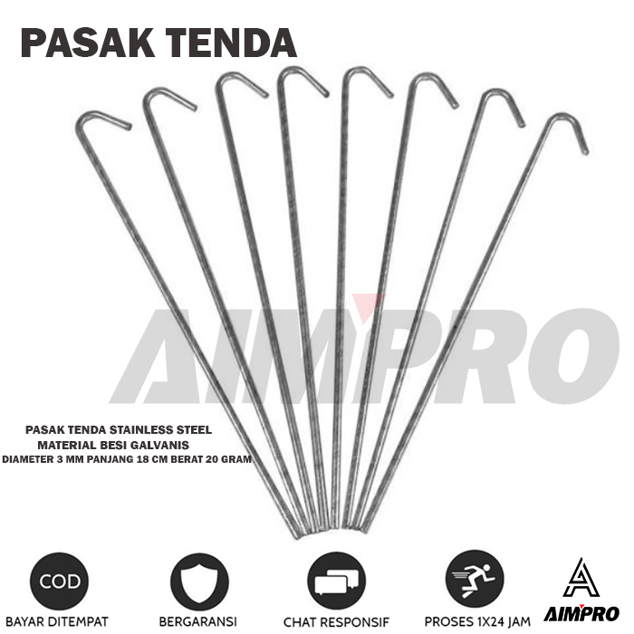 Pasak Tenda Bahan Galvanis 3mm Anti Karat Pasak Flysheet Pasak Tarptent ...