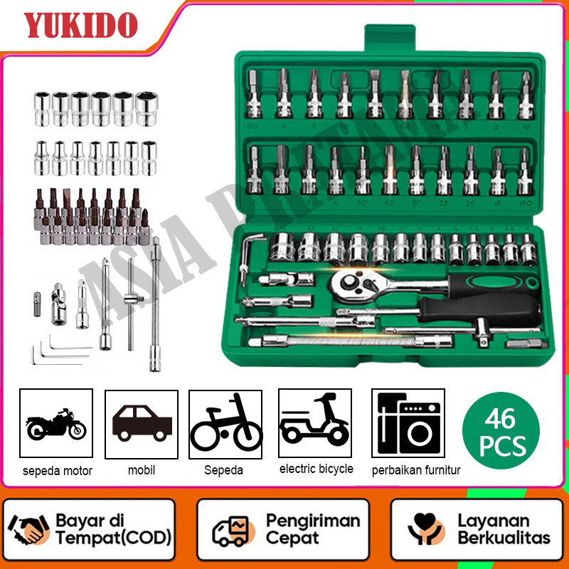 KUALITAS JEPANG !! KUNCI SOK SET 6 PT ISI 32 PCS 8 - 32MM DAN KUNCI SOK SET 46 PCS 1/4 / 1/2 ...