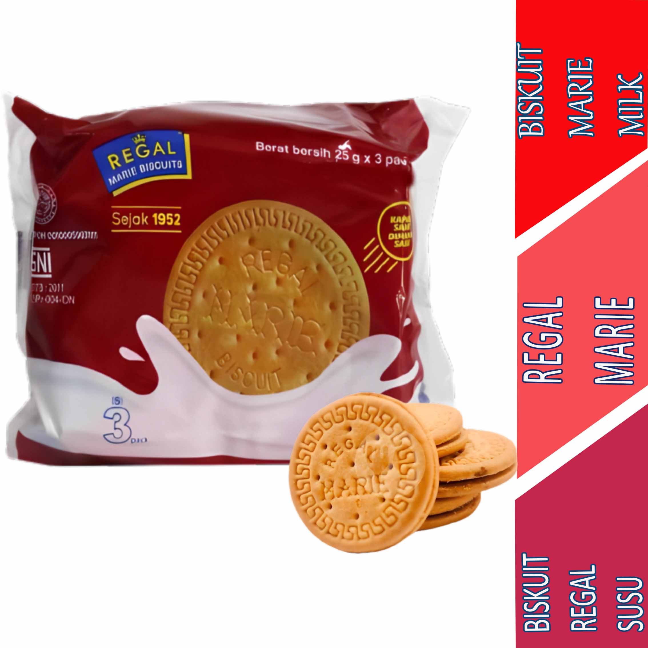 Biskuit Rasa Susu - Biskuit Marie Regal - Biskuit Regal Susu - 3x25gr ...