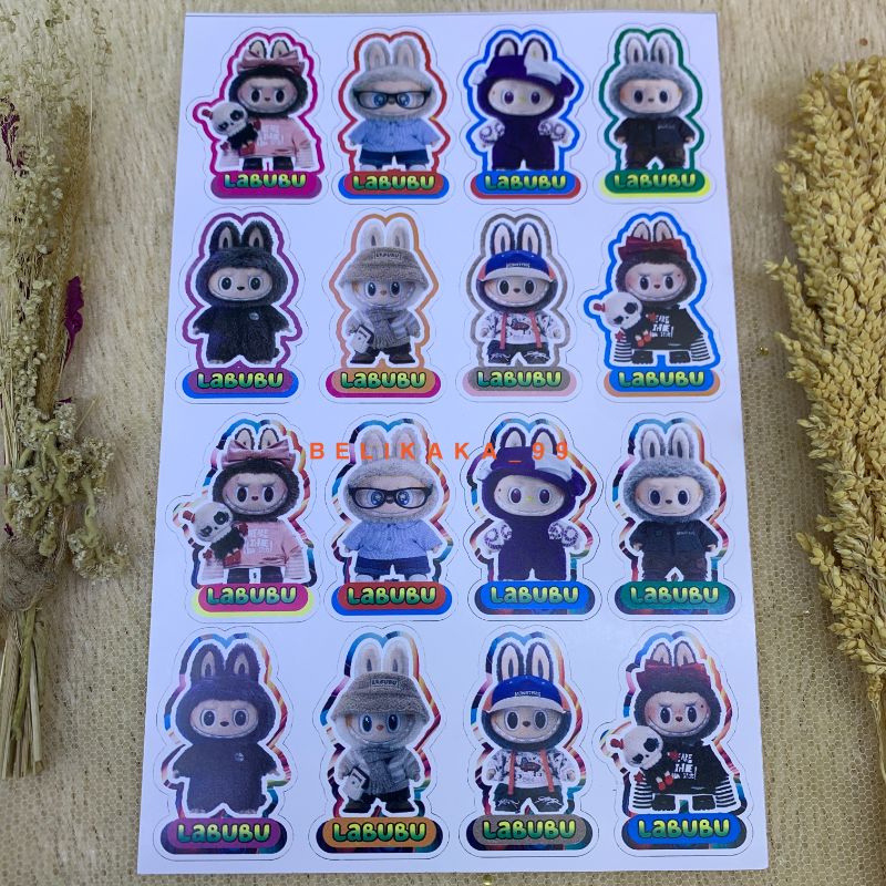 (1 LEMBAR ISI 16 PCS) STICKER MINI KARAKTER LABUBU / STIKER BUKU LABUBU ...