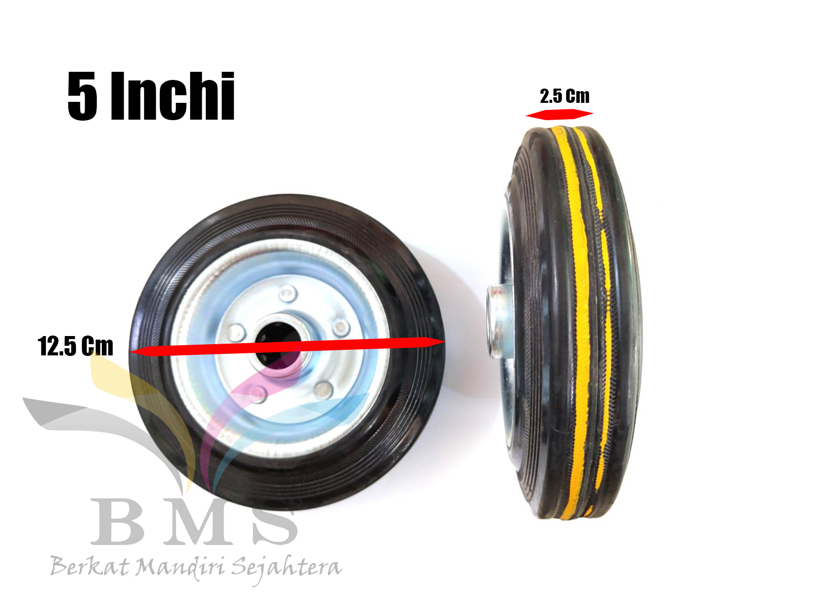 BMS - Roda Karet 12.5 Cm / Roda Gerobak Trolly atau Roda Troli Etalase ...