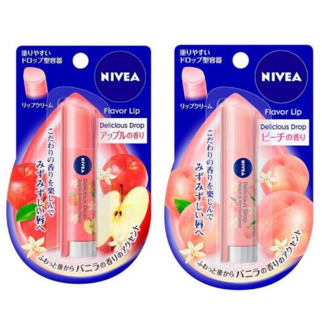 Nivea Flavor Lip Delicious Drop Peach / Apple Lip Balm Japan | Lazada ...