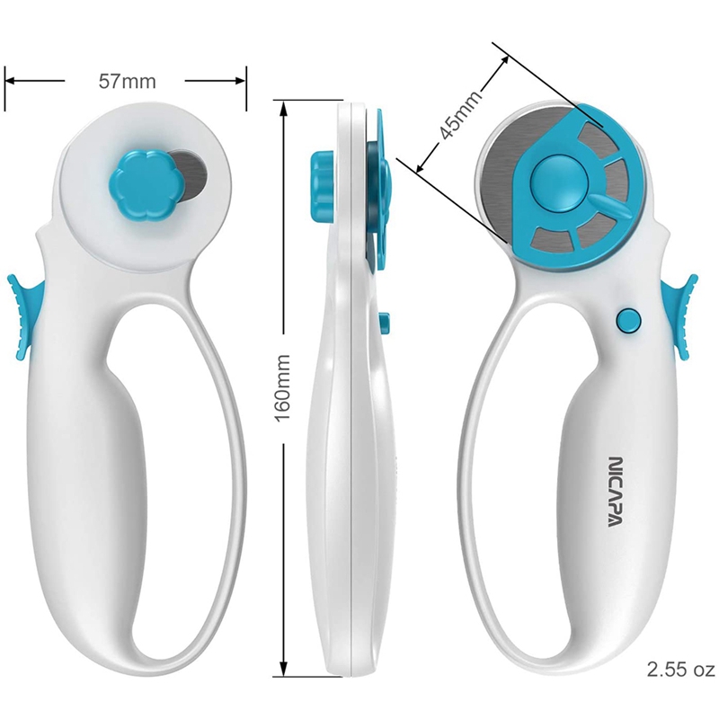 NICAPA 45mm Rotary Cutter for Fabric with Safety Lock Ergonomic Classic ...