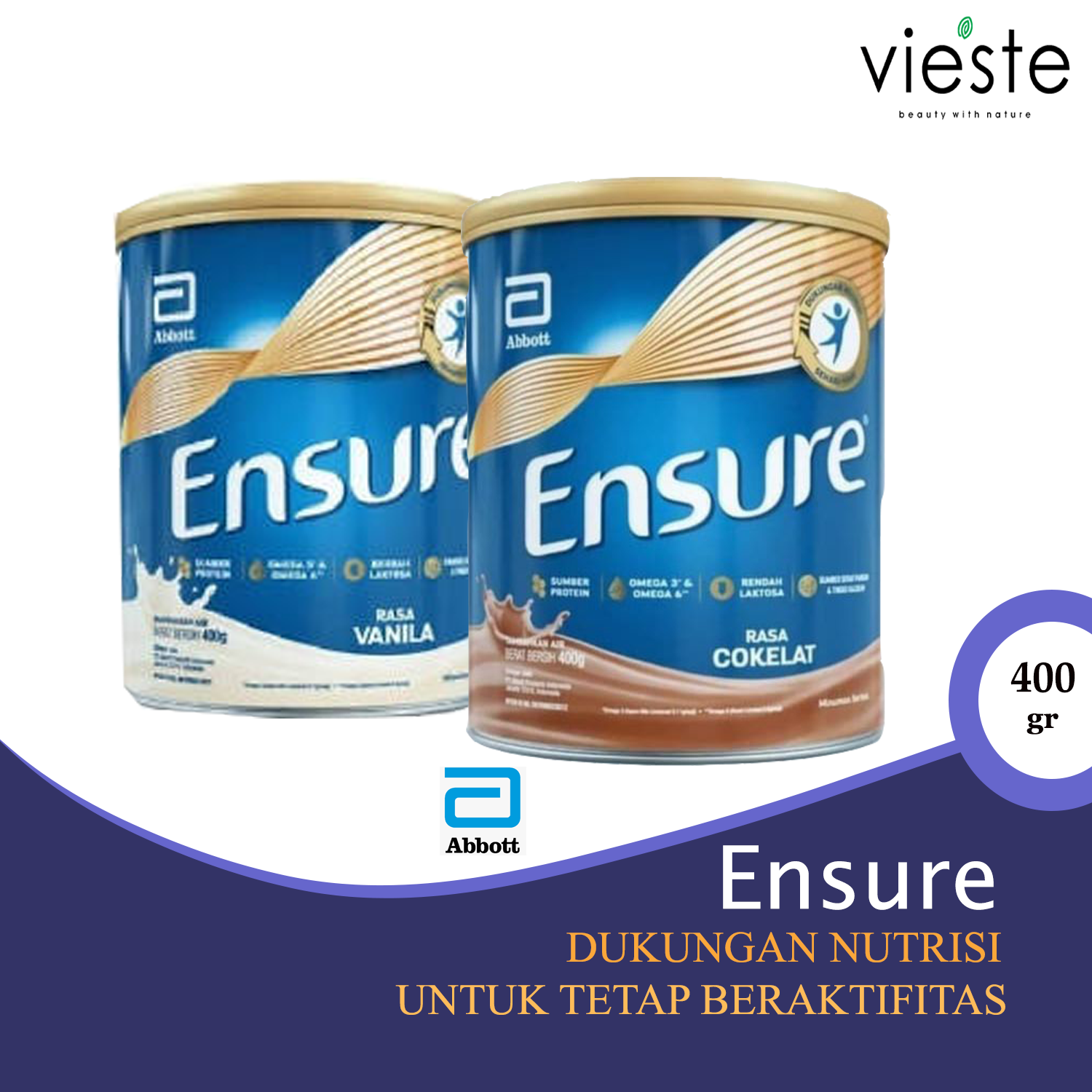 ENSURE 380 g - Rasa Coklat Vanila Gandum- Susu Nutrisi Dewasa Rendah ...