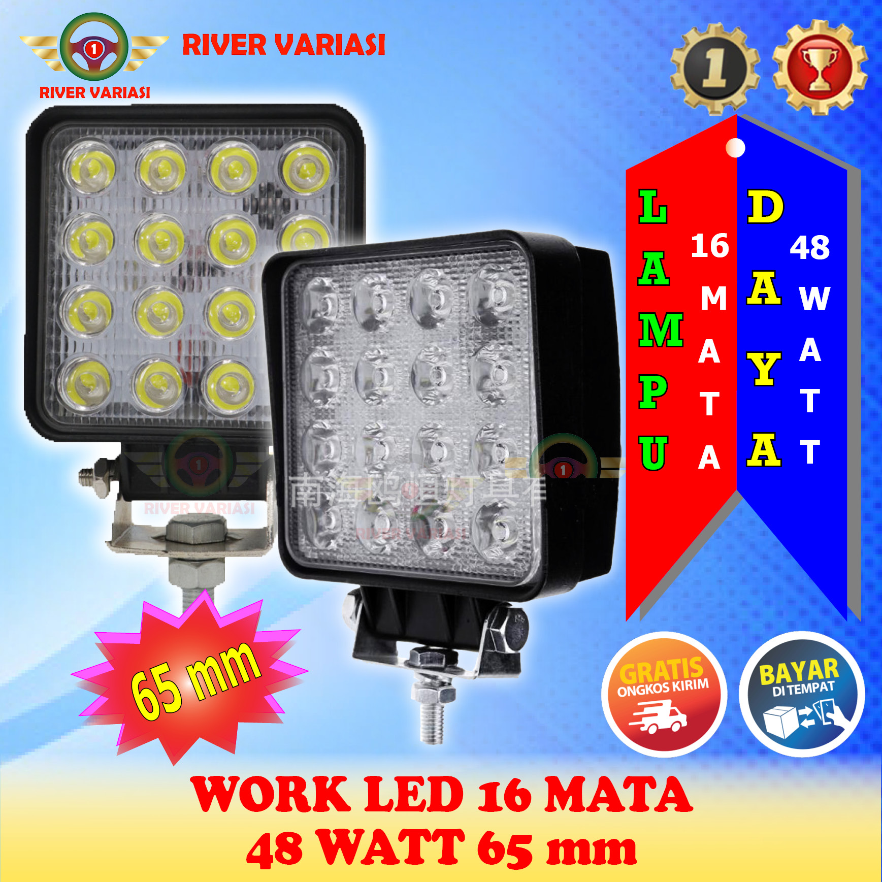 WORK LED 16 MATA 48 WATT - 65mm Lampu Sorot | Lazada Indonesia