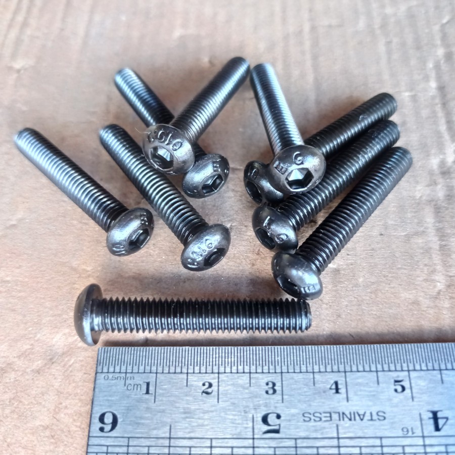 BAUT L BUTTON M6 X 35 BAJA / BAUT L M6 X 35 BUTTON / BAUT L BUTTON M6X35 BAJA HITAM / BAUT M6 ...