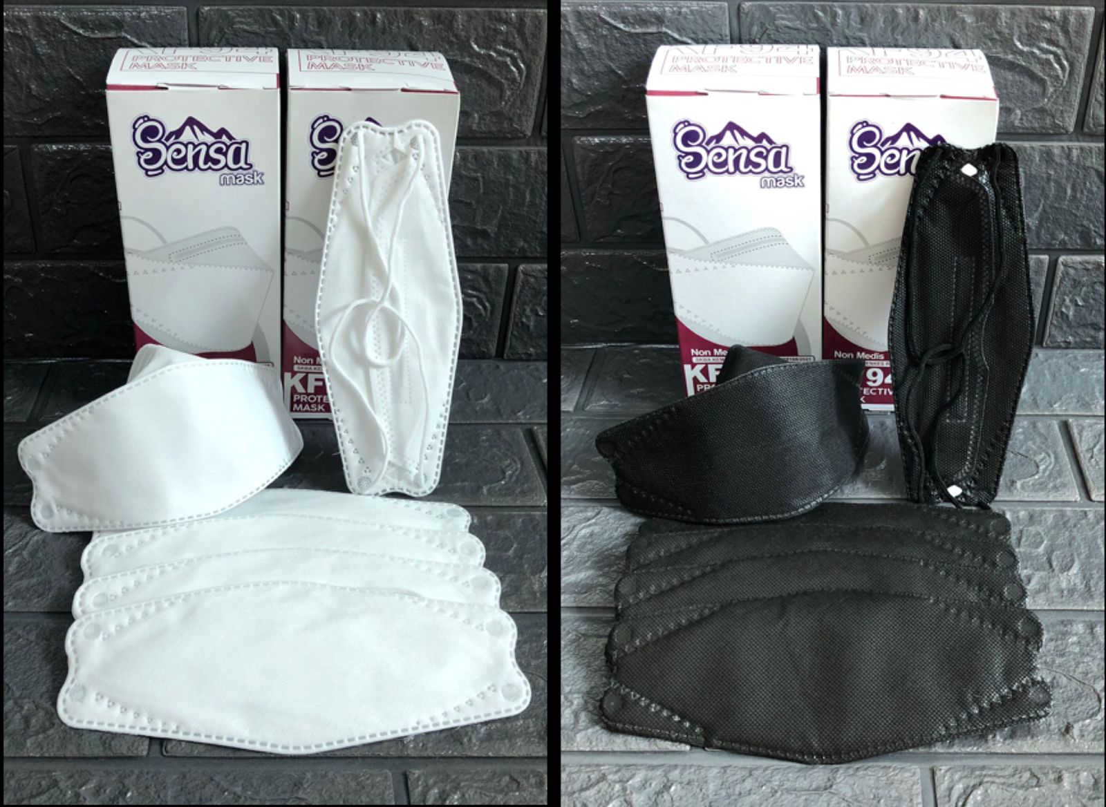 MASKER KF94 HIJAB SENSA HITAM & PUTIH 1PACK ISI 20PCS | Lazada Indonesia