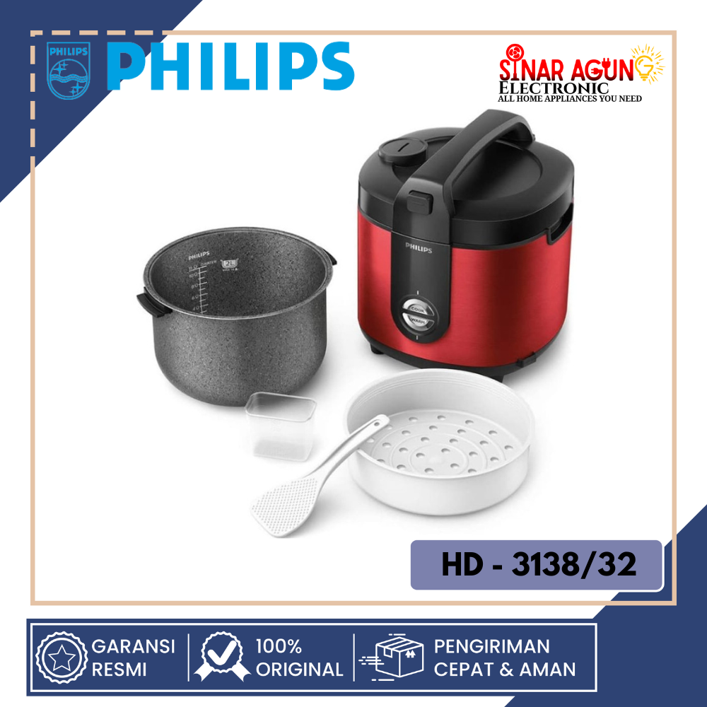 Philips Rice Cooker 2 Liter HD3138 / HD-3138 / HD 3138 - 100% ORI ...