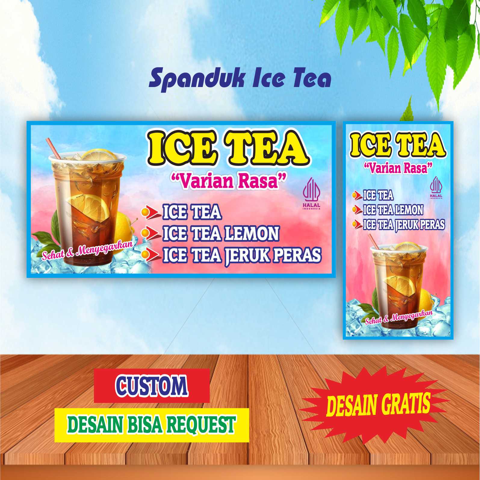 Spanduk Banner Ice Tea Es Teh Bisa Request Desain Custom | Lazada Indonesia