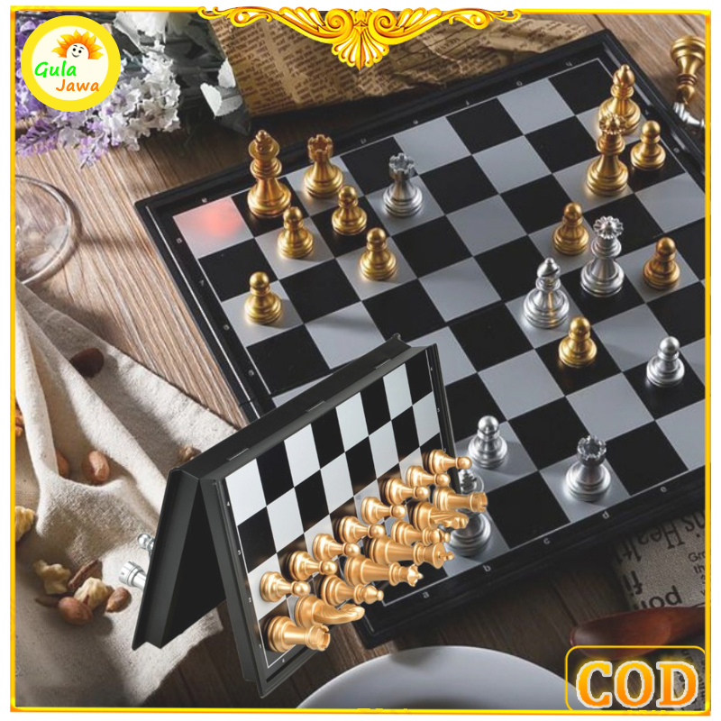 Mainkan Catur Dengan Gaya Papan Catur Magnetik Dengan 32 Potongan Catur Emas And Perak Lazada