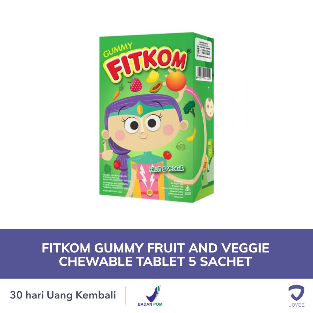 FITKOM GUMMY FRUIT AND VEGGIE CHEWABLE TABLET 5 SACHET - Multivitamin ...