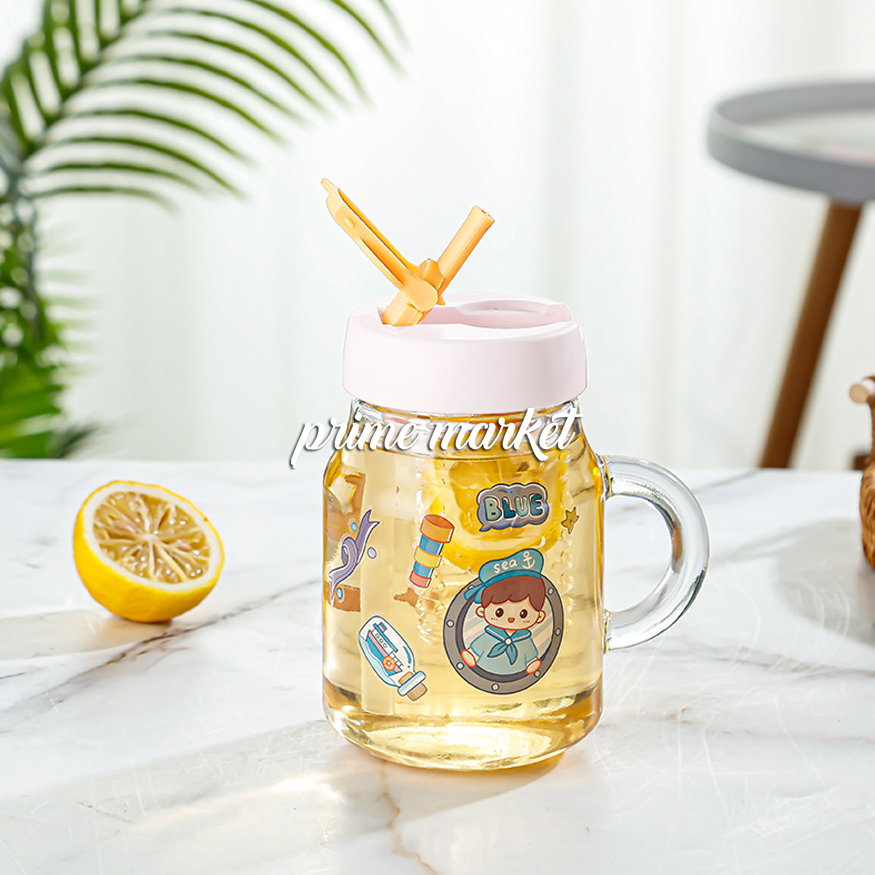 Gelas Kaca Sedotan Gelas Kaca Aesthetic Cangkir Kaca Tebal Gelas ...