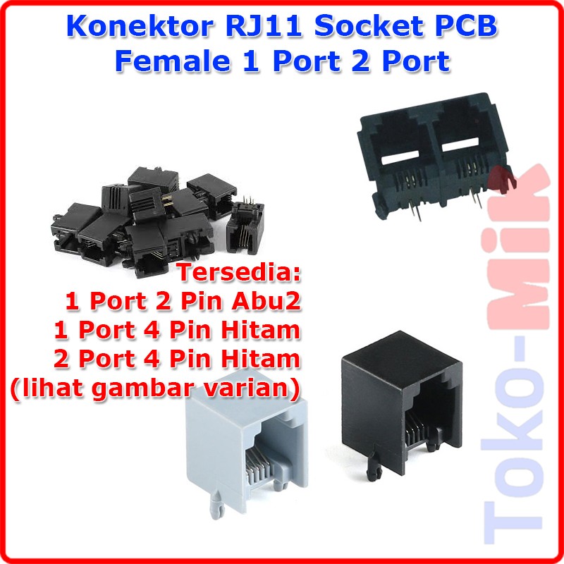 Konektor Socket RJ11 Telepon Female Solder PCB 90 Derajat Siku | Lazada ...