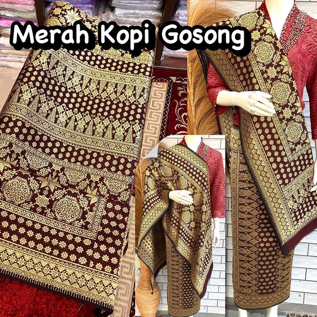 SONGKET LEPUS MERAH KOPI GOSONG/ SONGKET TENUN ASLI PALEMBANG | Lazada ...