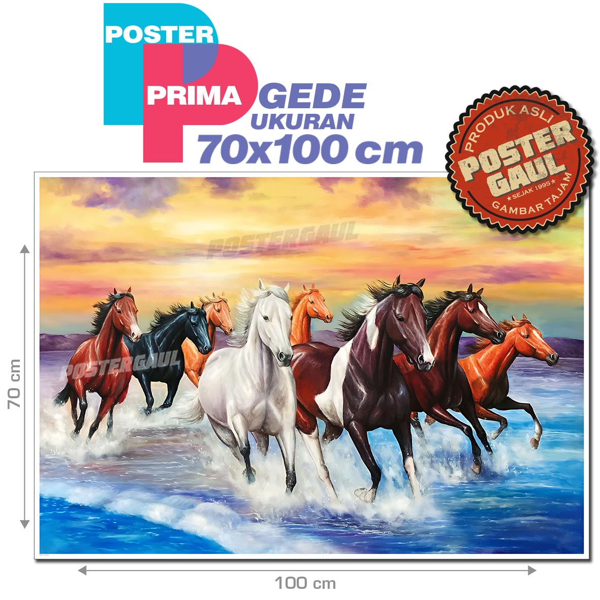 Poster Prima REPRODUKSI LUKISAN : DELAPAN KUDA DI PANTAI #PT022 ...