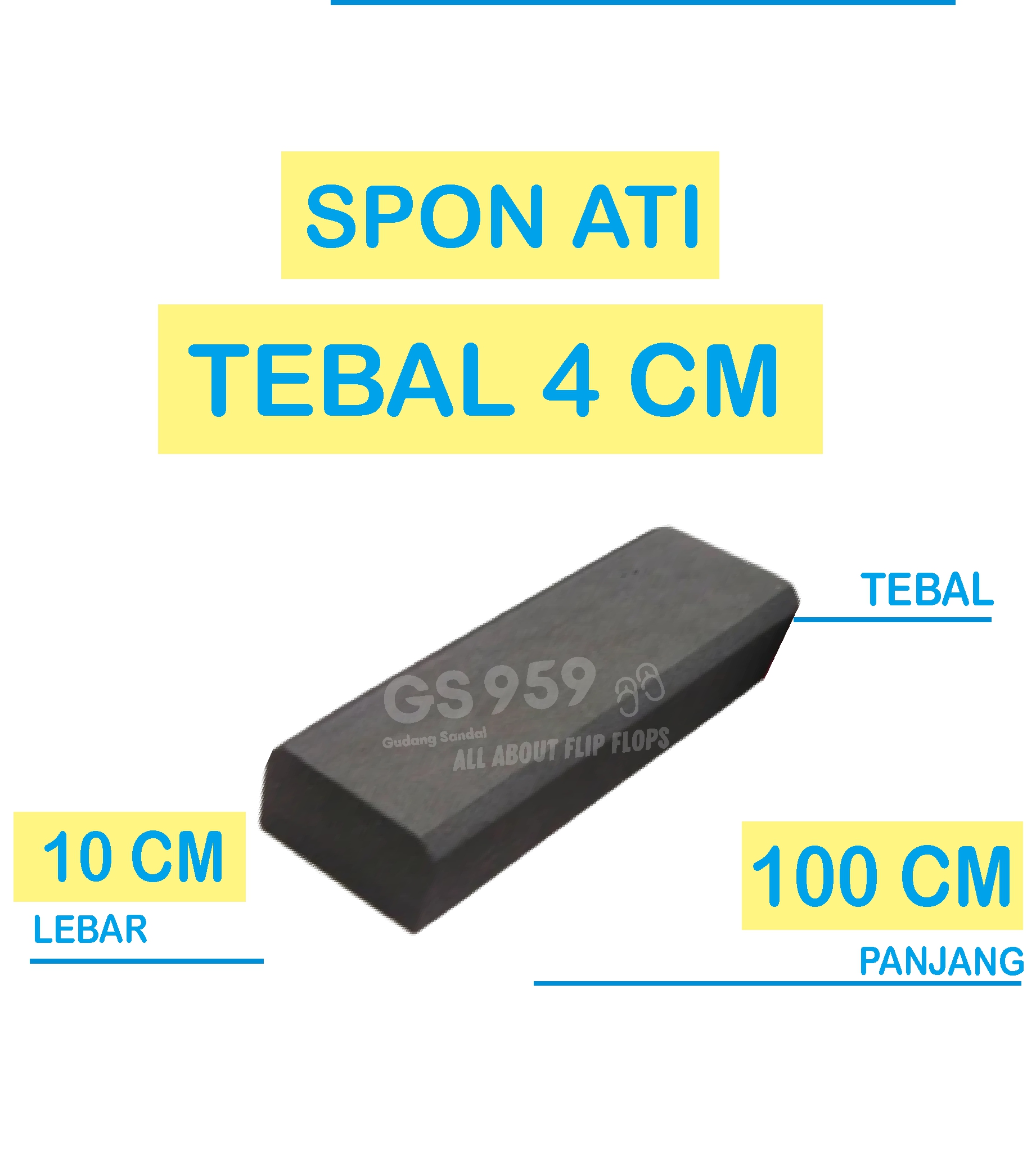SPON ATI / BUSA ATI / SPON EVA TEBAL 4 CM WARNA HITAM UKURAN 10 CM X ...