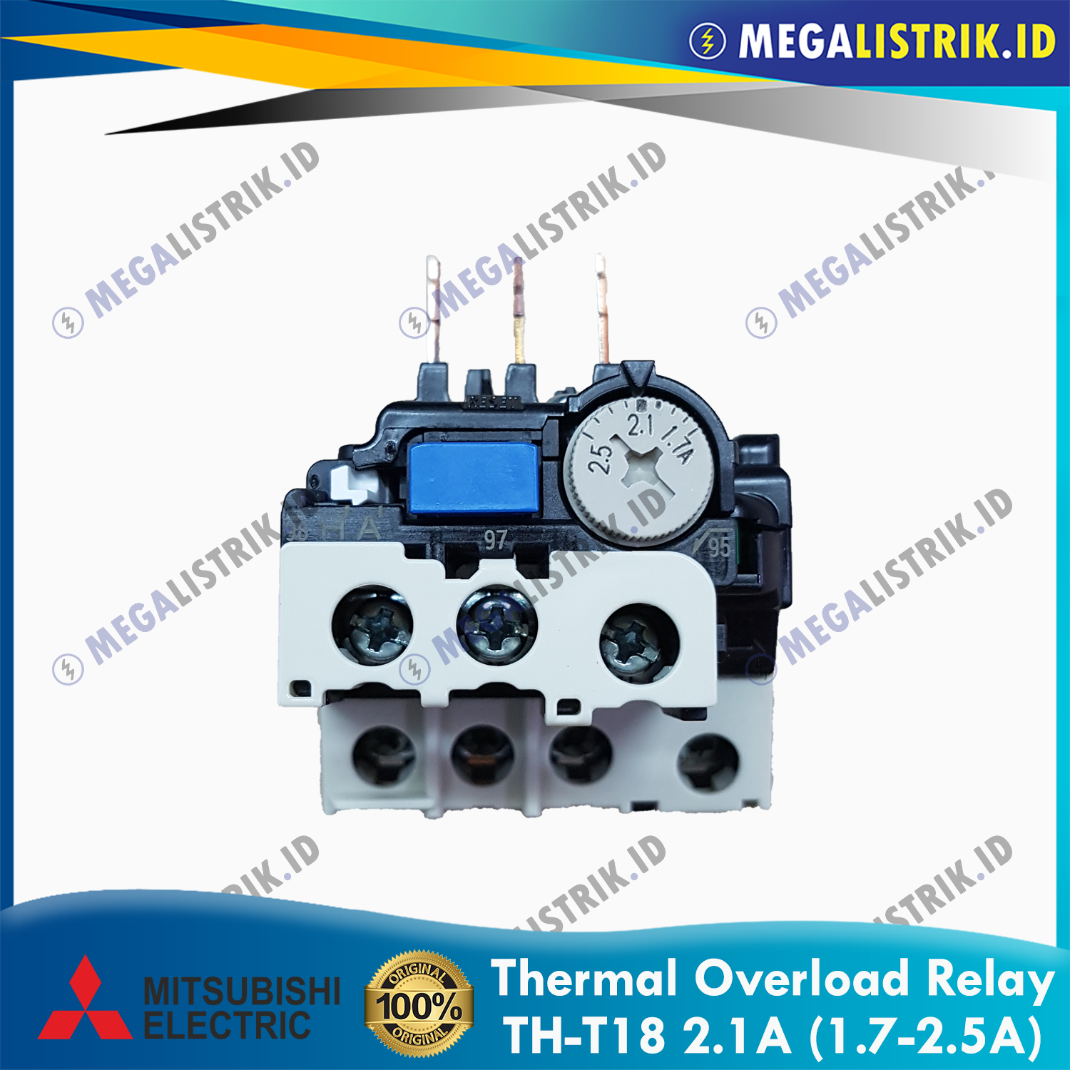 MITSUBISHI TH-T18 2.1A (1.7-2.5A) / THERMAL OVERLOAD RELAY KONTAKTOR THT18 2.1 A ( 1.7A - 2.5A ...