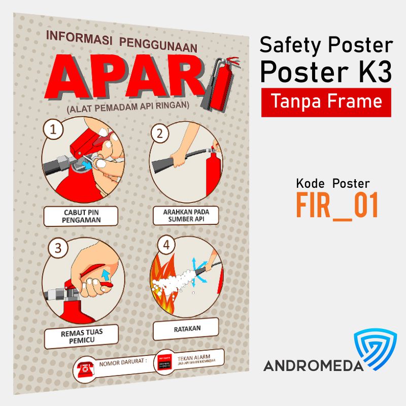 Safety Poster K3: Apar Api Fire Extinguisher Cara | Lazada Indonesia