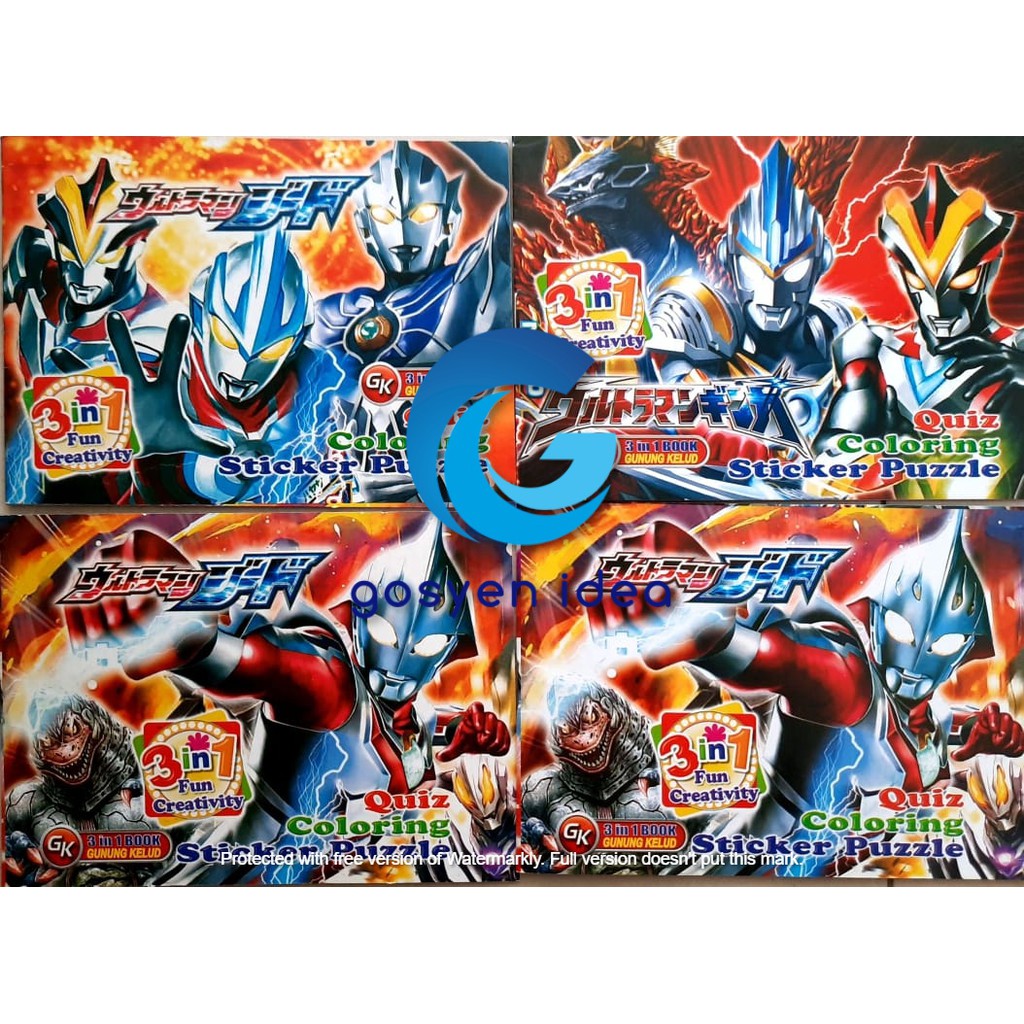 Buku Aktivitas Warna dan Sticker (3 in 1) Buku Gambar Seri Ultraman ...