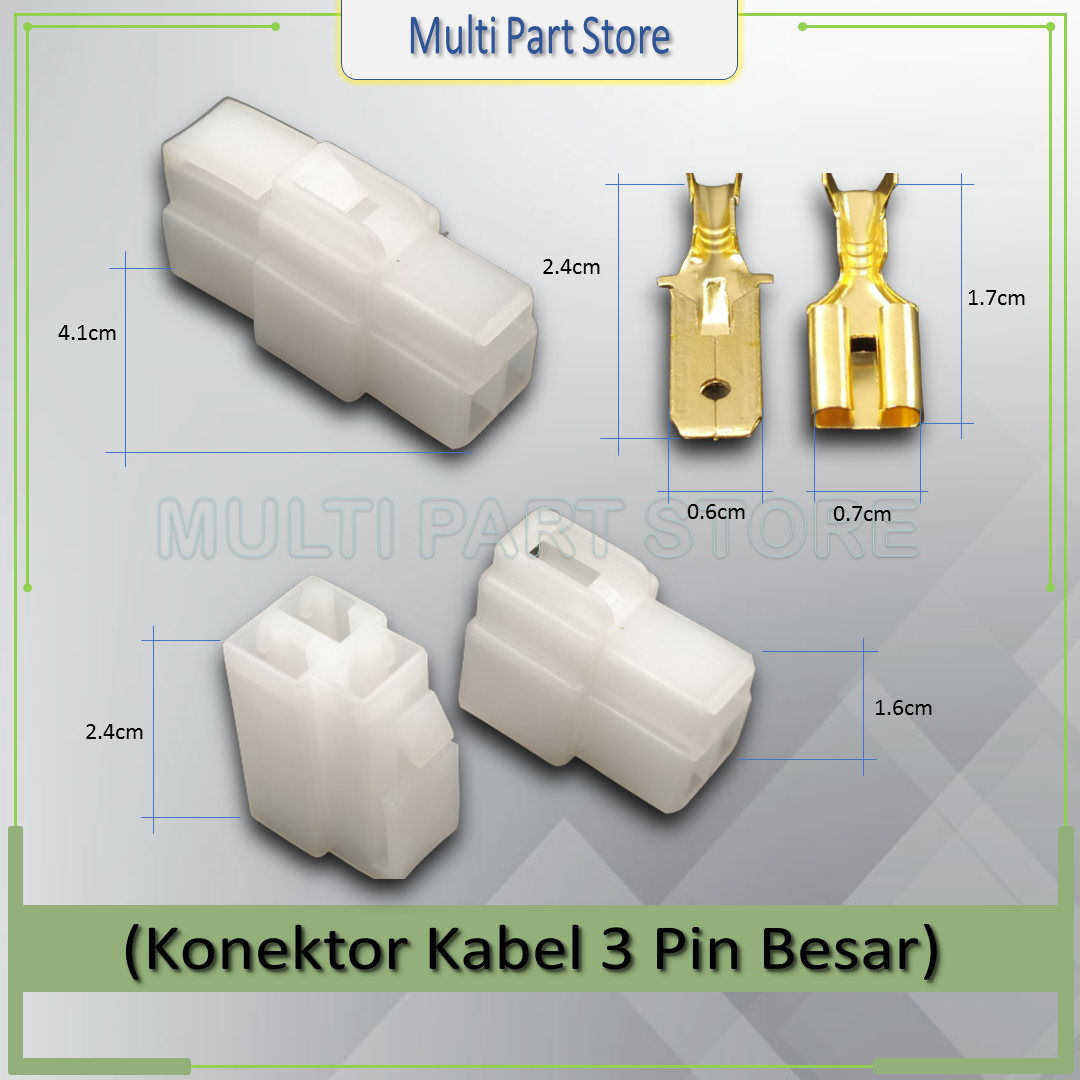 Soket Konektor Kabel Motor 3 Pin BESAR - 10 SET + Skun Cowok Cewek ...
