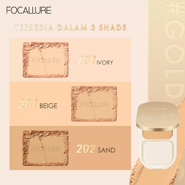 FOCALLURE #GoldenAge Bedak Padat Tahan air Matte Pressed Powder- Hingga ...