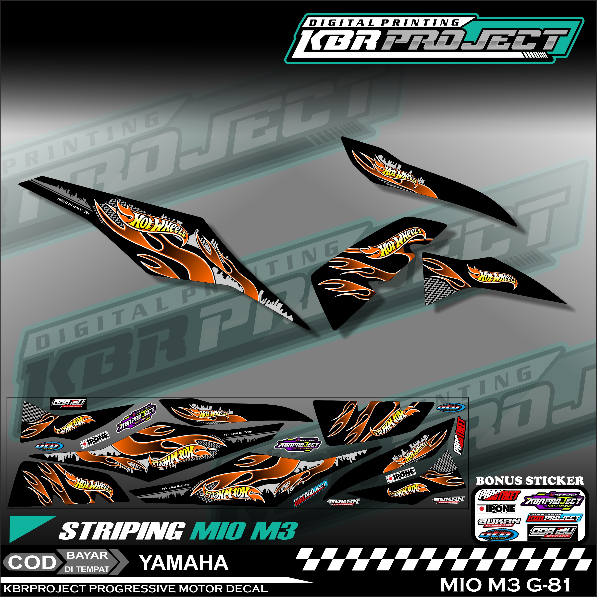MIO M3 API HOT WHEELS STIKER STRIPING PREMIUM MOTOR KEREN LIS VARIASI ...